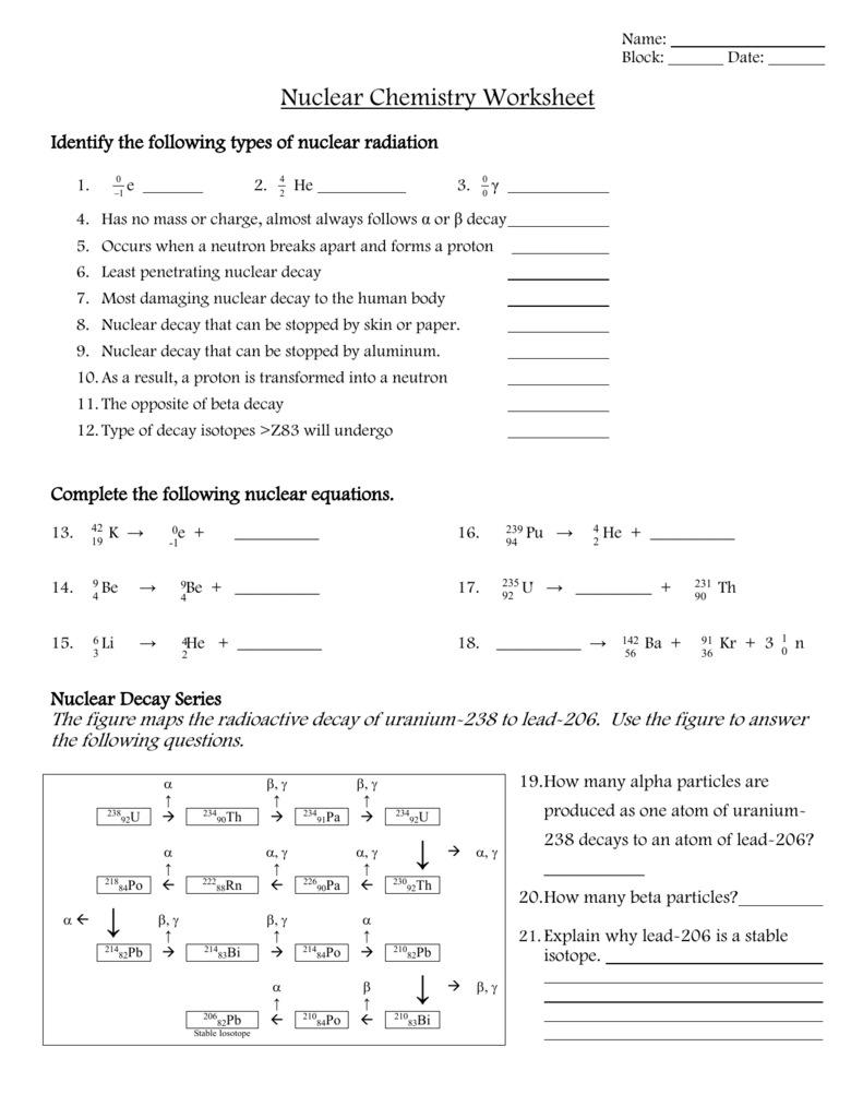 Writing Nuclear Equations Chem Worksheet 4 4 Writing Worksheets