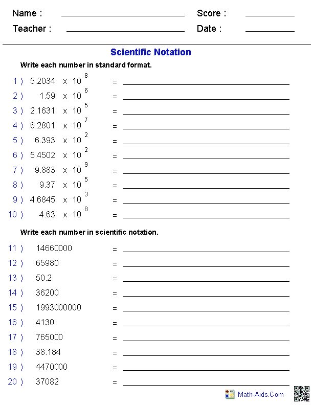 Writing In Scientific Notation Worksheet Writing Worksheets
