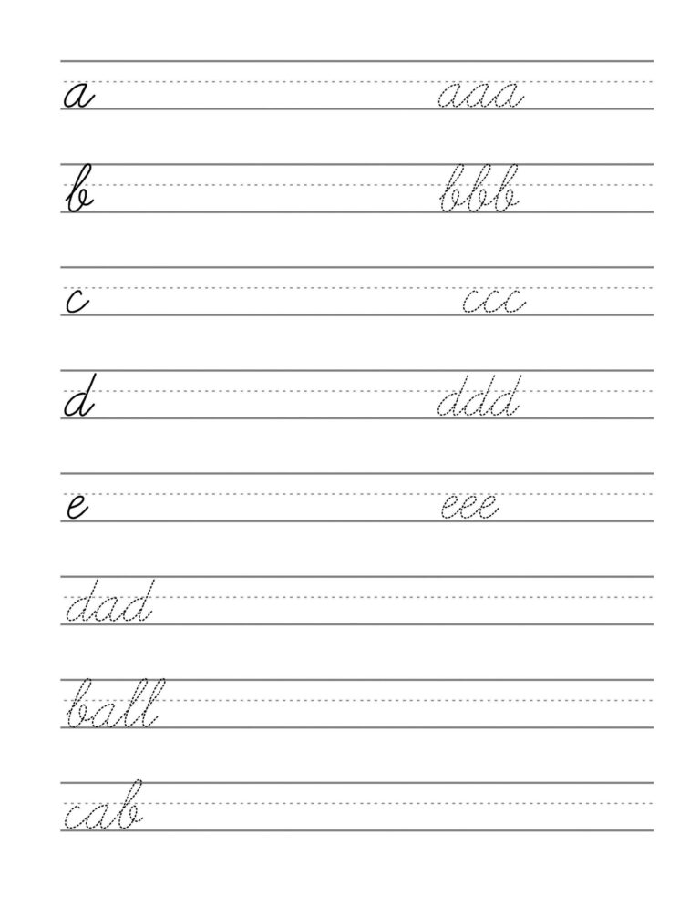 Cursive Alphabet Dotted Lines AlphabetWorksheetsFree | Writing Worksheets