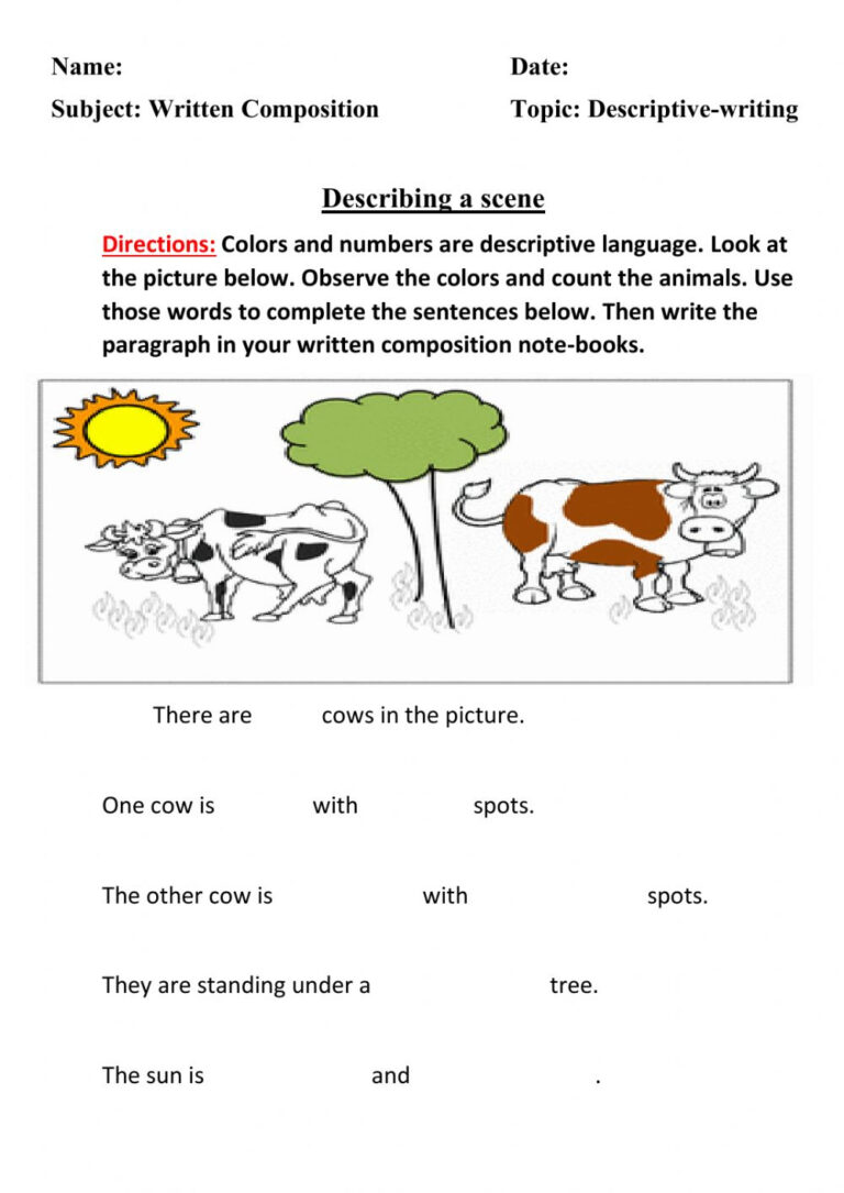 Descriptive Writing Worksheet | Writing Worksheets