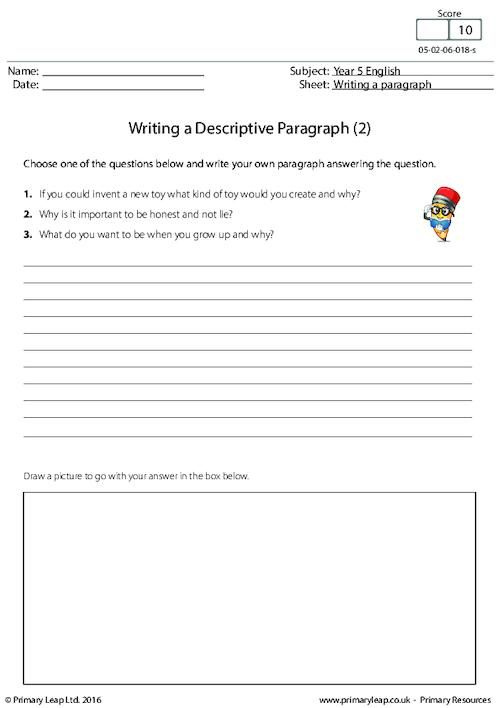 Paragraph Writing Worksheets Grade 5 Writing Worksheets