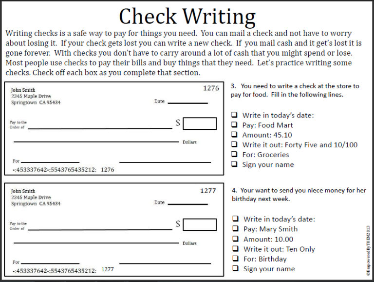 Check Writing Practice Worksheets | Writing Worksheets