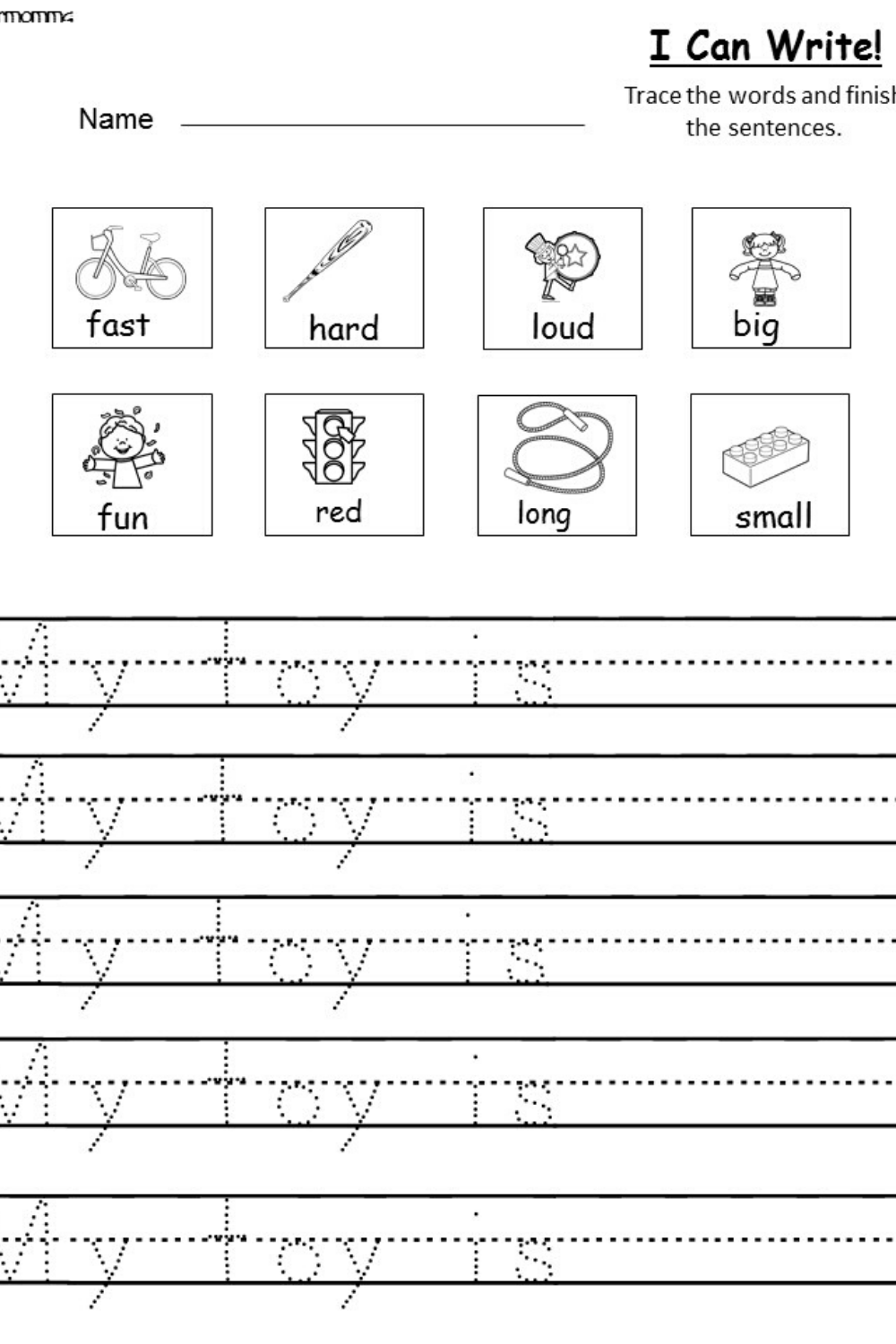Writing Worksheets For Kindergarten Printable Writing Worksheets