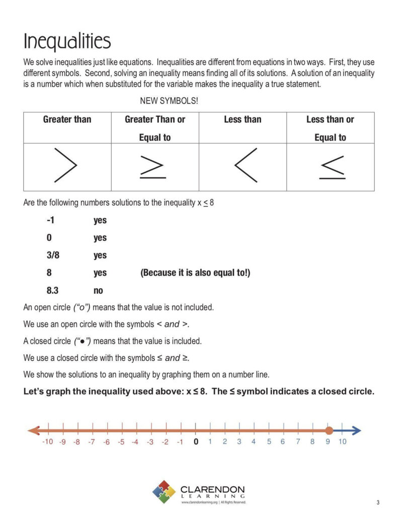 Writing Inequalities Worksheet | Writing Worksheets