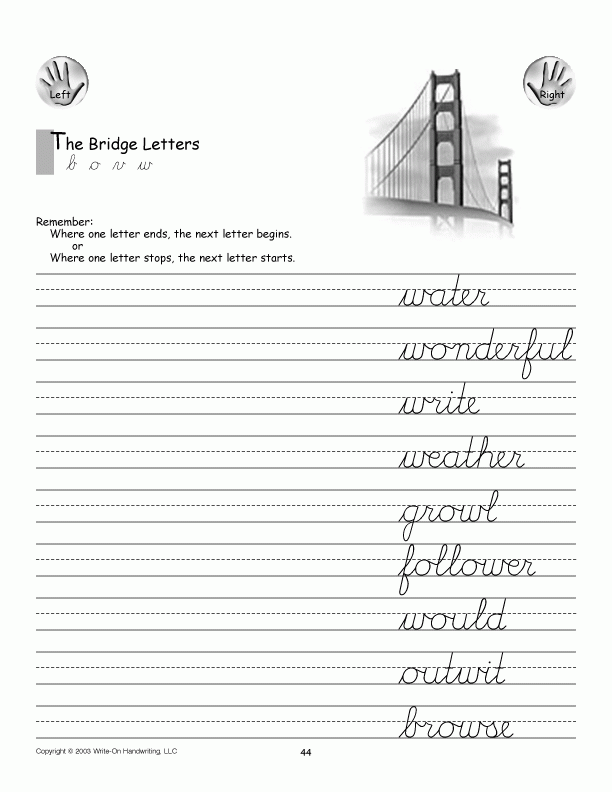 Left Handed Cursive Writing Worksheets Writing Worksheets