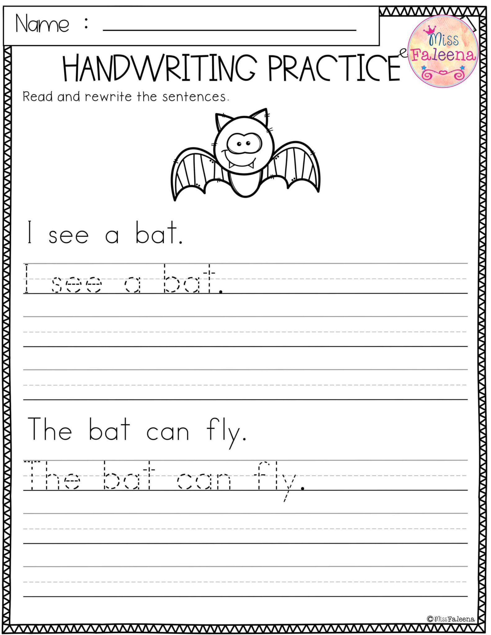 Sentence Tracing Worksheets AlphabetWorksheetsFree | Writing Worksheets