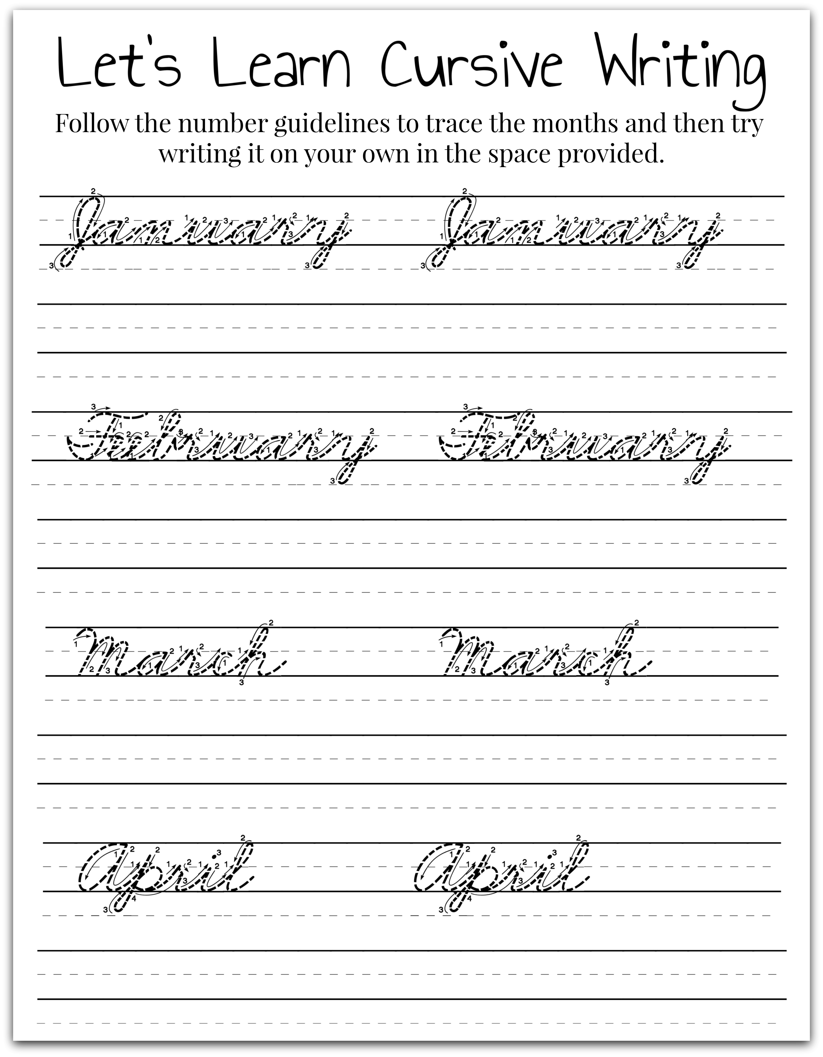 Cursive Writing Free Printable Cursive Handwriting Worksheets Writing