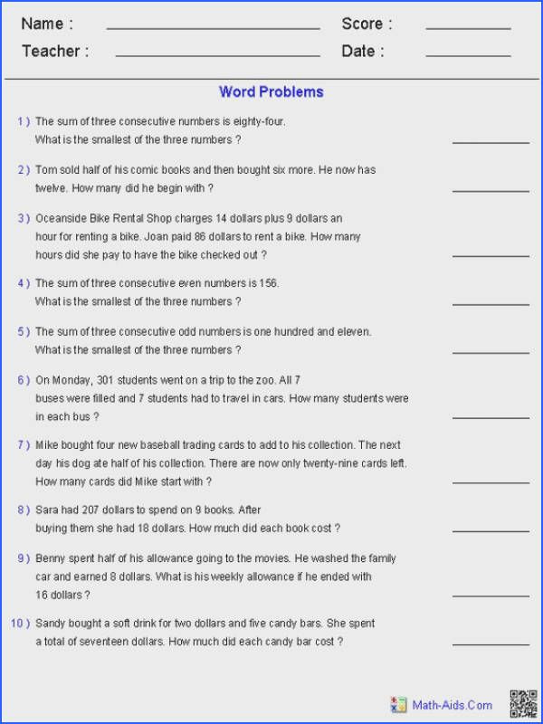 Writing Equations From Word Problems Worksheets Writing Worksheets