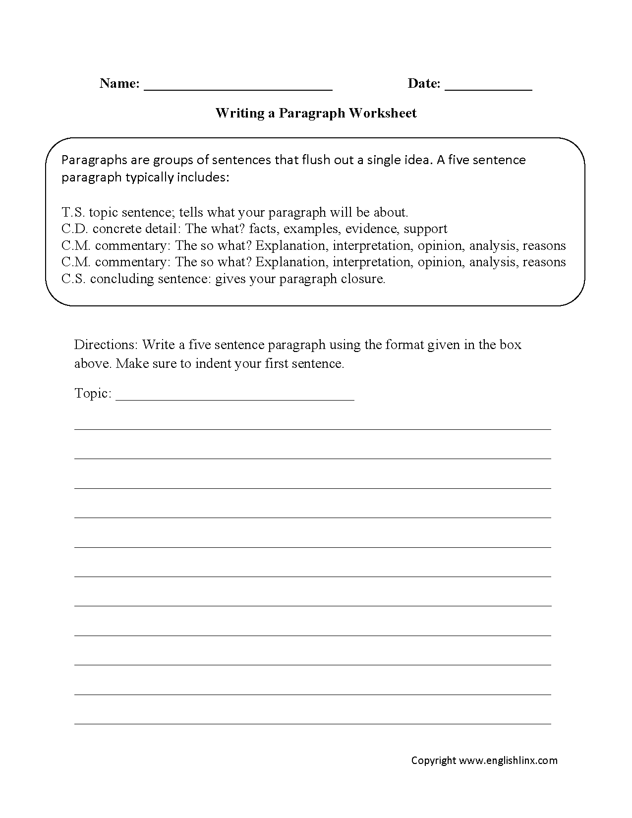 Teaching Paragraph Writing Worksheets Writing Worksheets Teaching Paragraph Writing Worksheets Writing Worksheets